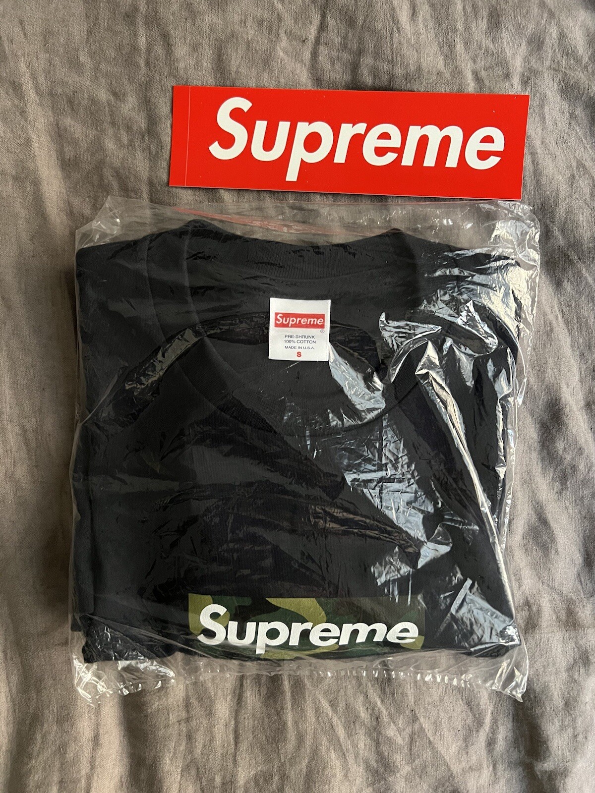 SUPREME CAMO BOX LOGO TEE SHIRT NAVY SIZE SMALL FW23 | eBay