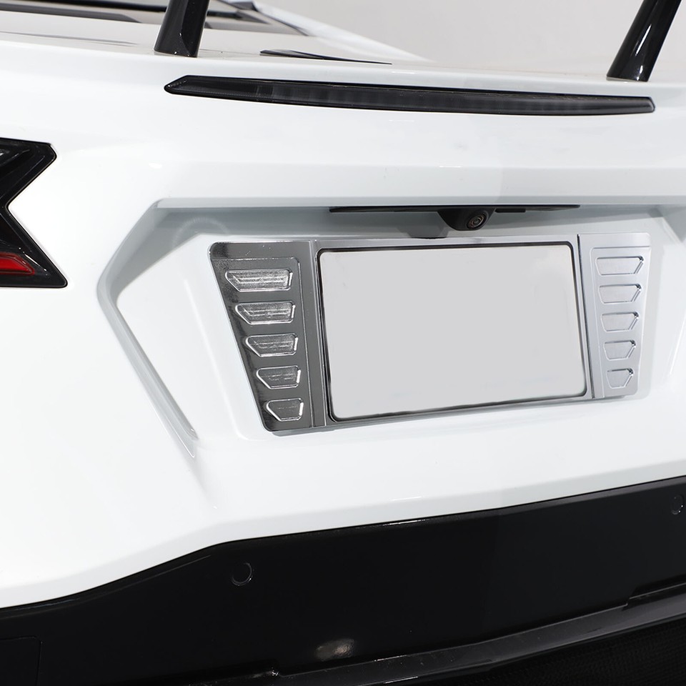 Silver Aluminum Alloy Car License Plate Frame Cover For Corvette C6 ...