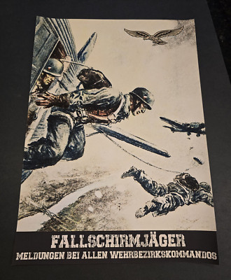 LUFTWAFFE PARATROOPER FALLSCHIRMJAGER German Military Poster Print WW2 ...