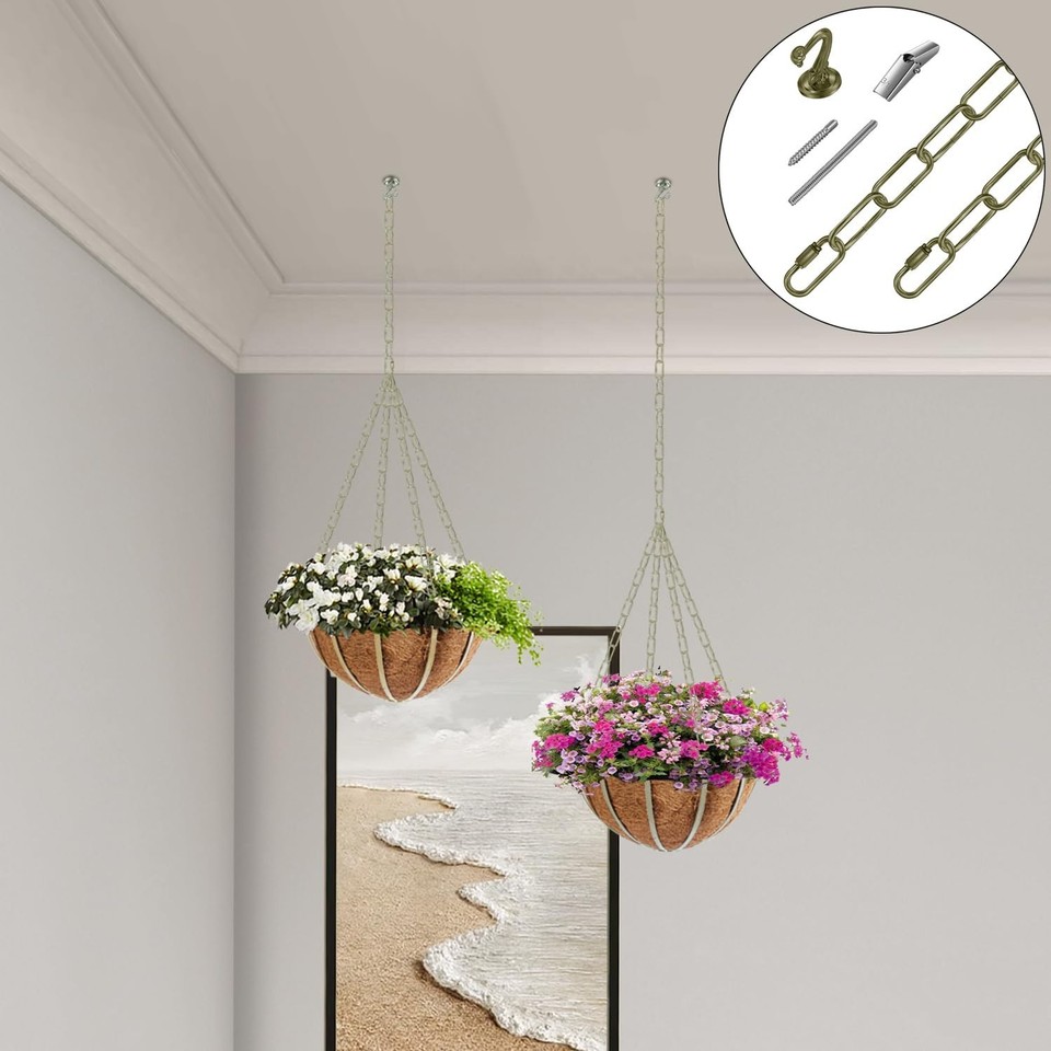 12 Ft Heavy Duty Hanging Chain Kit with Connection Locks & Swag Ceiling ...