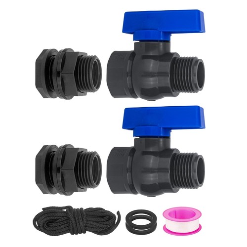 PVC Rain Barrel Spigot Kit 2 Pack 3/4 GHT Garden Hose Shut Off Valve ...