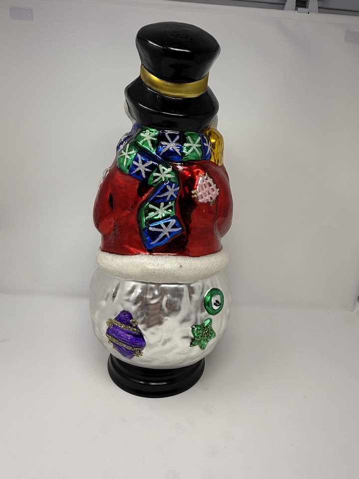 Vintage Traditions Glass Snowman Hand Painted, 18" Tall Christmas Decor ...