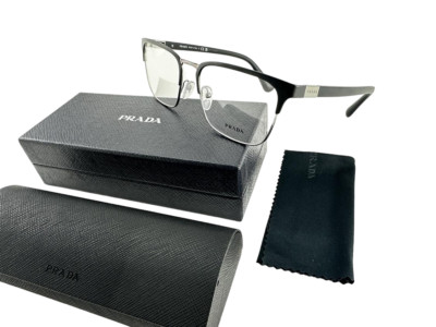 Prada NEW Heritage Matte Black $428 Men Metal Frames 57-19-150 ...