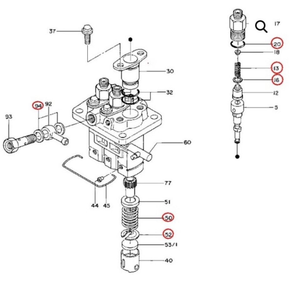 Kubota Fuel Injection Pump Rebuild Kit D650 D750 D850 D950 | eBay
