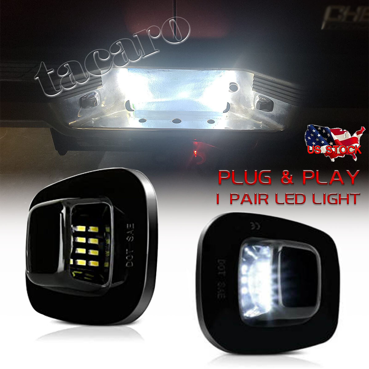 Rear LED License Plate Light Tag Lamp Assembly For Chevy GMC K1500 ...