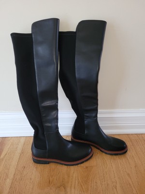Stuart Weitzman Black Adrina City OTK Boots Black Leather/Stretch Size ...
