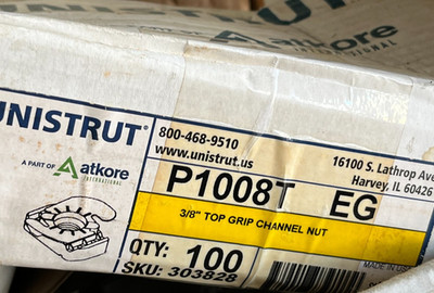 UNISTRUT CORP #P1008T-EG Channel Twirl Nut 3/8 inch Steel 100ct | eBay