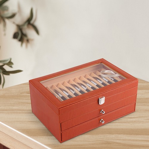 3-Layers 36-Fountain Pen Leather Display Cas Organizer Storage ...