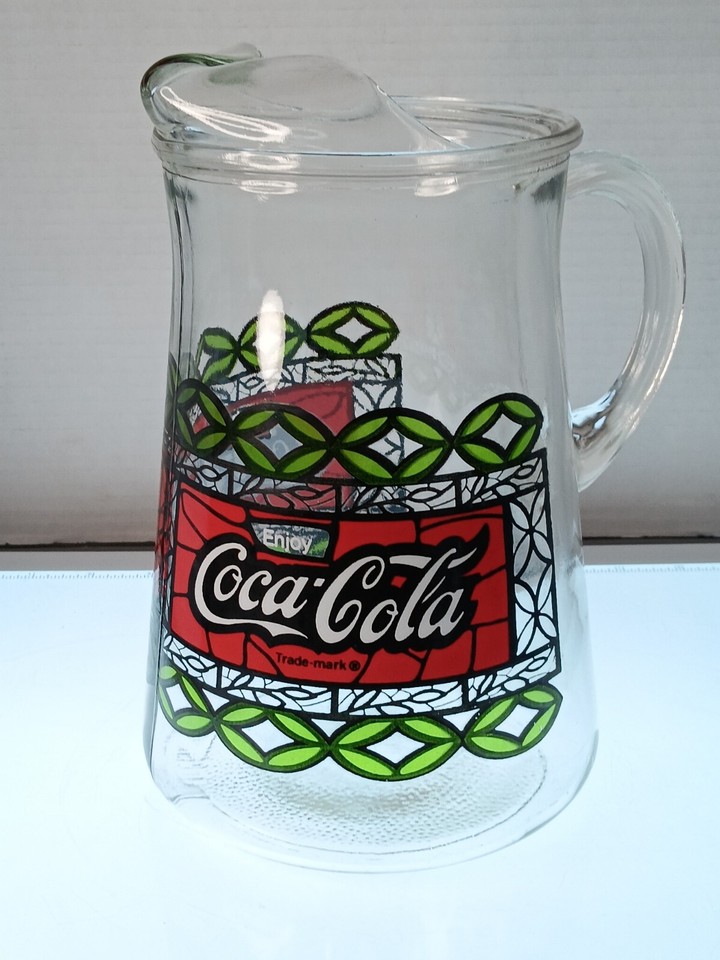 Vintage Coca Cola - Coke Glass Pitcher Large Tiffany Style Stained ...