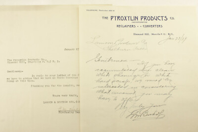 1933 Lamson Goodnow Pyroxylin Products Co Diamond Hill RI Ephemera ...