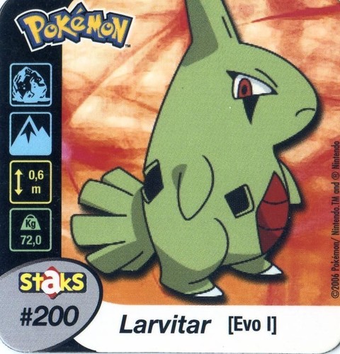 STAKS AIMANT POKEMON PANINI 50X50 N° 200 LARVITAR | eBay