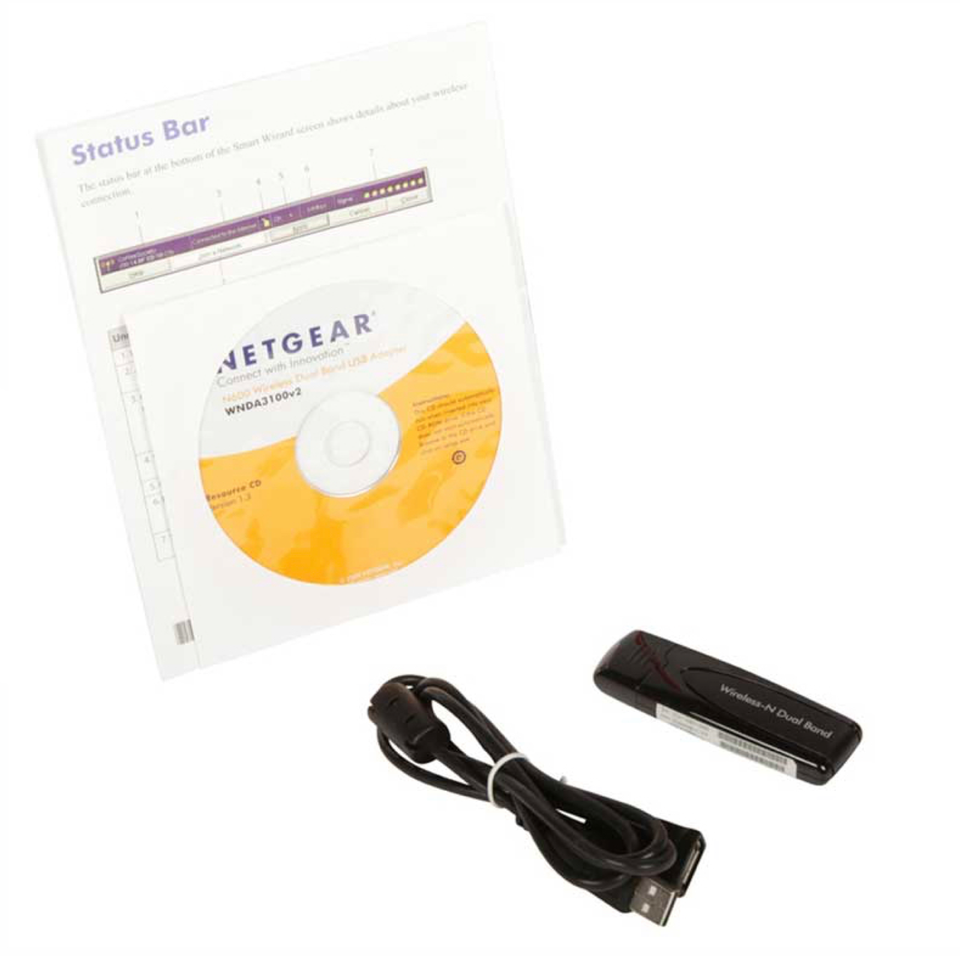 Netgear WNDA3100 V2 2.4ghz 5Ghz USB 300Mbps Wireless N USB Adapter ...