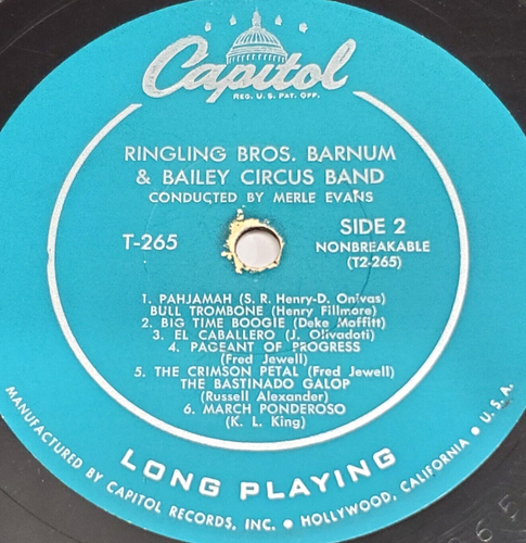 1953 Circus Ringling Bros. Band 33 LP Capitol VG Vintage Records ...