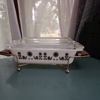 Rare Black Rooster Space Saver Pyrex 575 Casserole 2qt with Cradle ...