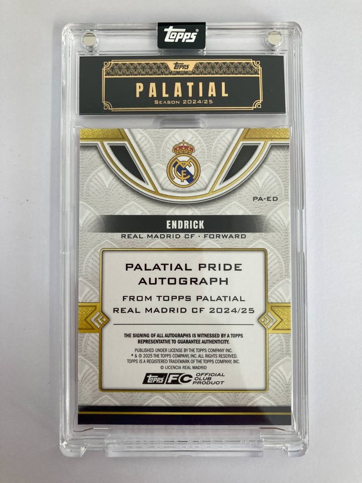 TOPPS PALATIAL REAL MADRID 2024-2025 ENDRICK REAL MADRID PRIDE AUTO 008 ...