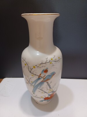 Jay Fine China Japan 10.5" White vase With Blue Birds | eBay