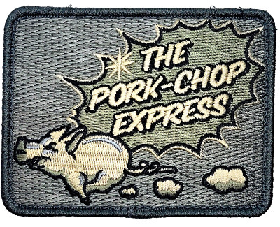 PORK CHOP EXPRESS Embroidered Morale Patch 3.6" x 2.6" ACU LIGHT Grey ...