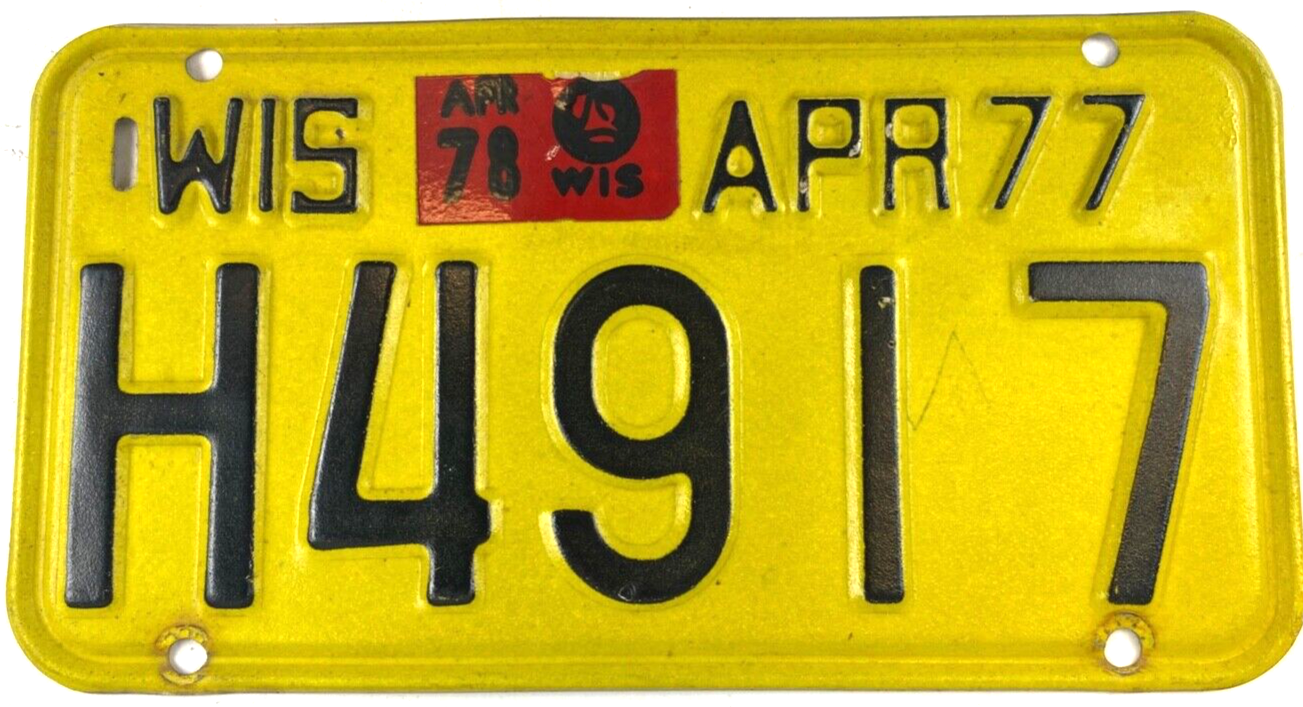 1978 Vintage Wisconsin Motorcycle License Plate Man Cave Wall Decor ...