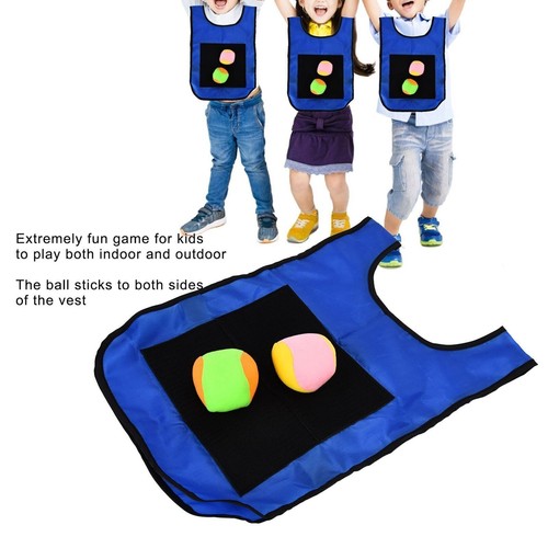 Self Stick Dodge Ball Toy Set Sticky Ball Vest 2 Balls Kids Catch Toss ...