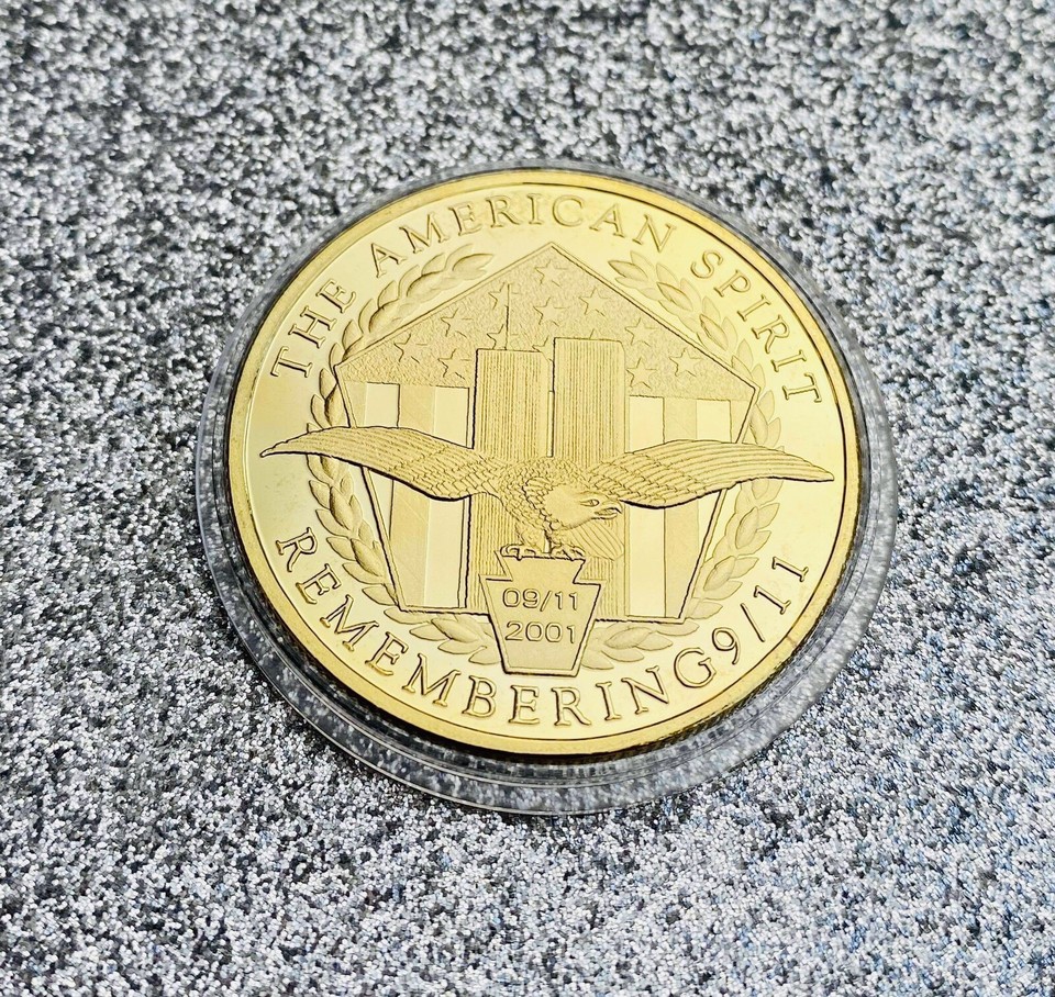 Twin Towers World Trade Centre 9/11 Gold Plated Double Sided Coin With ...