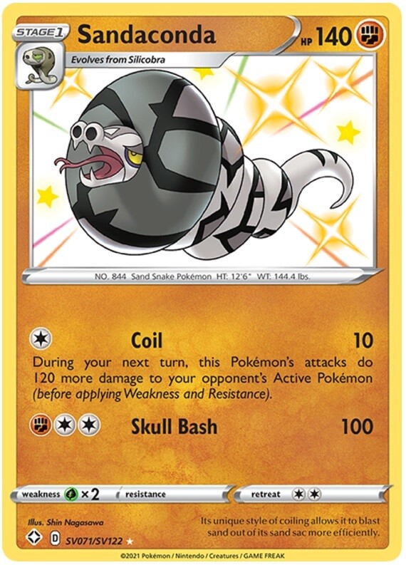 1x Sandaconda - SV071/SV122 - Shiny Holo Rare - Shining Fates - Near ...