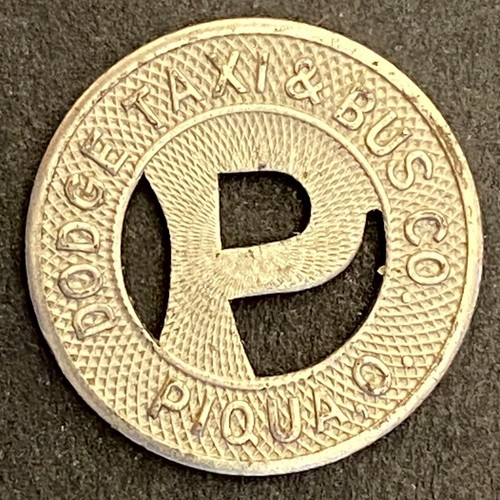 Dodge Taxi & Bus Co. Piqua, OH "G/F One Bus Fare" Transit Token "P ...