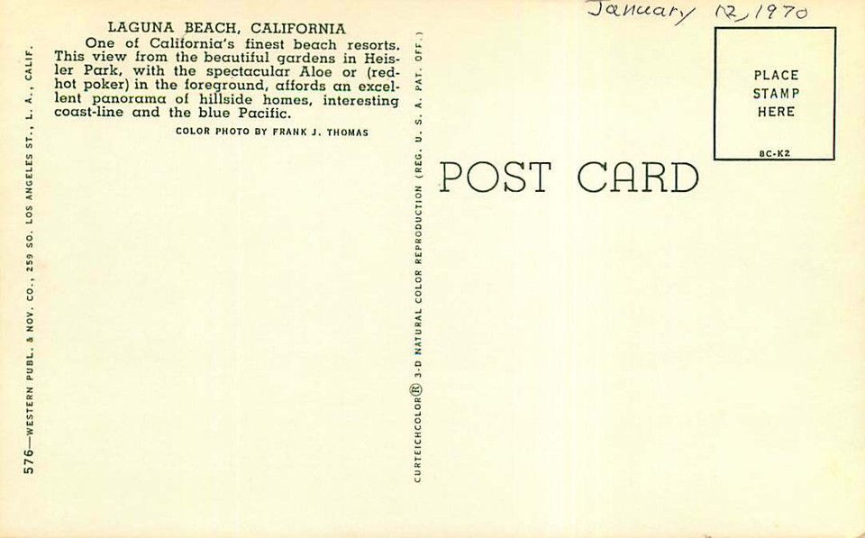 Postcard Beach View in Laguna Beach, California - circa 1960s-1970s | eBay