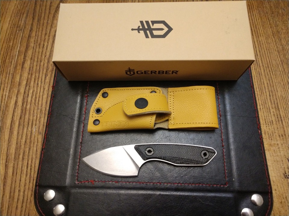 Gerber Stowe Fixed Blade Knife 2.5" Blade Micarta Handle& Leather ...