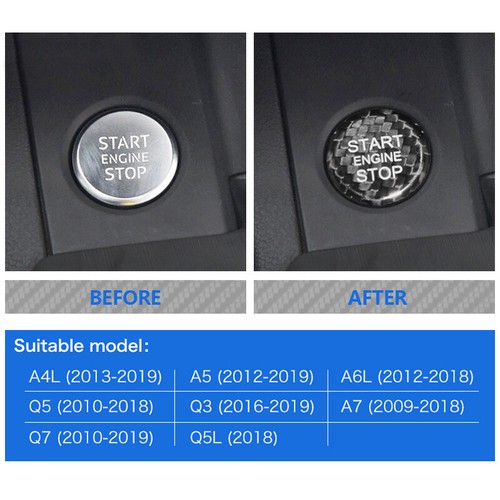 Carbon Fiber Engine Start Push Button Cover Trim For Audi A4 A5 A6 A7 ...