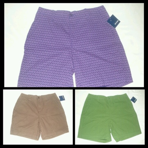 Basic Editions Womens Shorts Squares Diamond Print Purple Green Brown ...