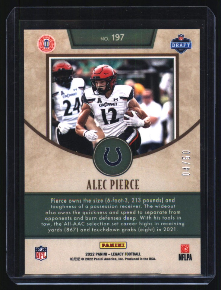 2022 Panini Legacy #197 Alec Pierce Premium Ruby #/50 | eBay