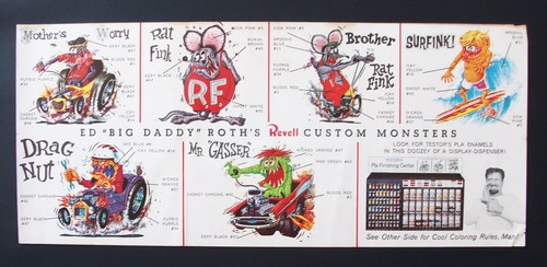 RARE VINTAGE 1963 Revell Testor's Ed Roth Model Car Kit Paint Insert Ad ...
