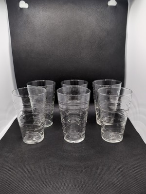 Vintage retro Ribbed Clear Glass Set Of 6 Tumblers Drinking Glasses ...