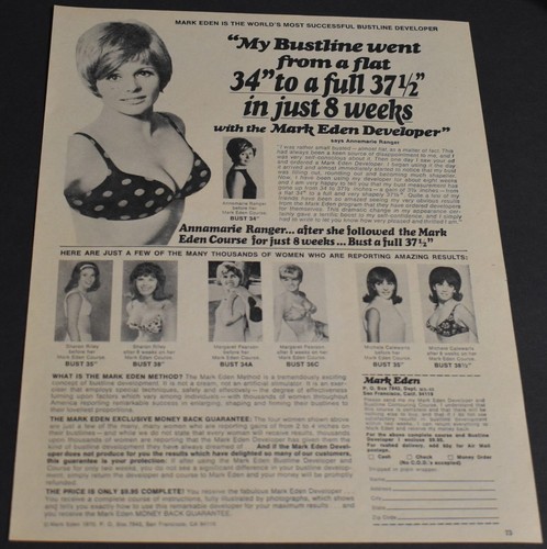 1970 Print Ad Mark Eden Bustline Developer Annemarie Ranger Sharon Riley Sexy | eBay