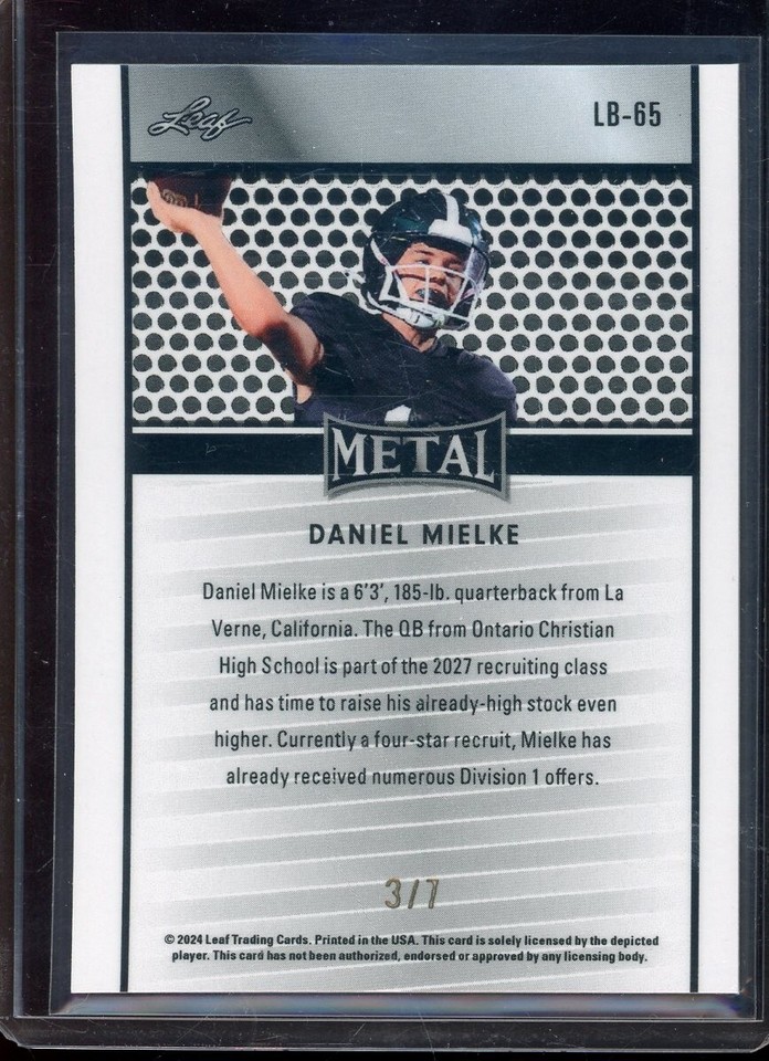 2024 Leaf Collective Metal Green Shimmer Daniel Mielke Rc #65 (3/7) | eBay