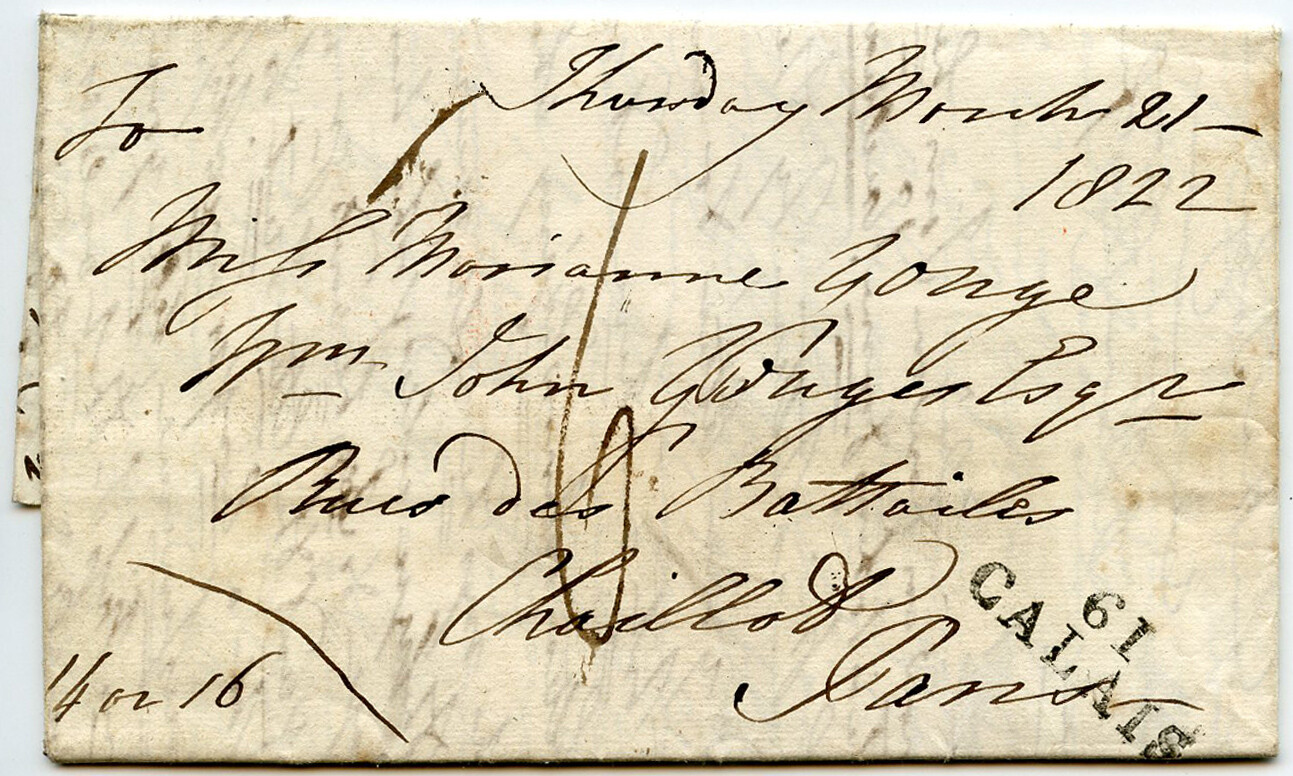 1822 LETTER CAPT.ALLAN CHATFIELD to MARIANNE YONGE SHIP HMS DAPHNE ...