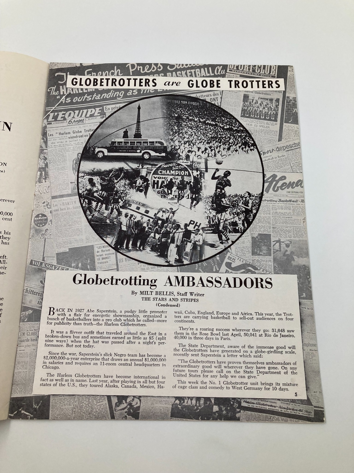 1951-1952 Abe Saperstein's Harlem Globetrotters Silver Anniversary ...