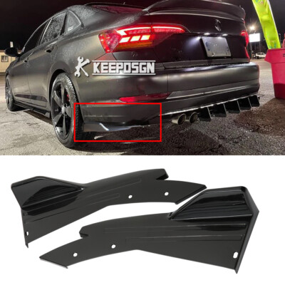 For VW Golf Passat Jetta Gloss Rear Bumper Spoiler Lip Side Splitter ...
