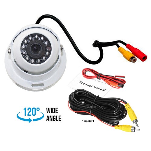 White Dome Eyeball Backup Car Rear View Reversing Camera 12 IR LEDs AV ...