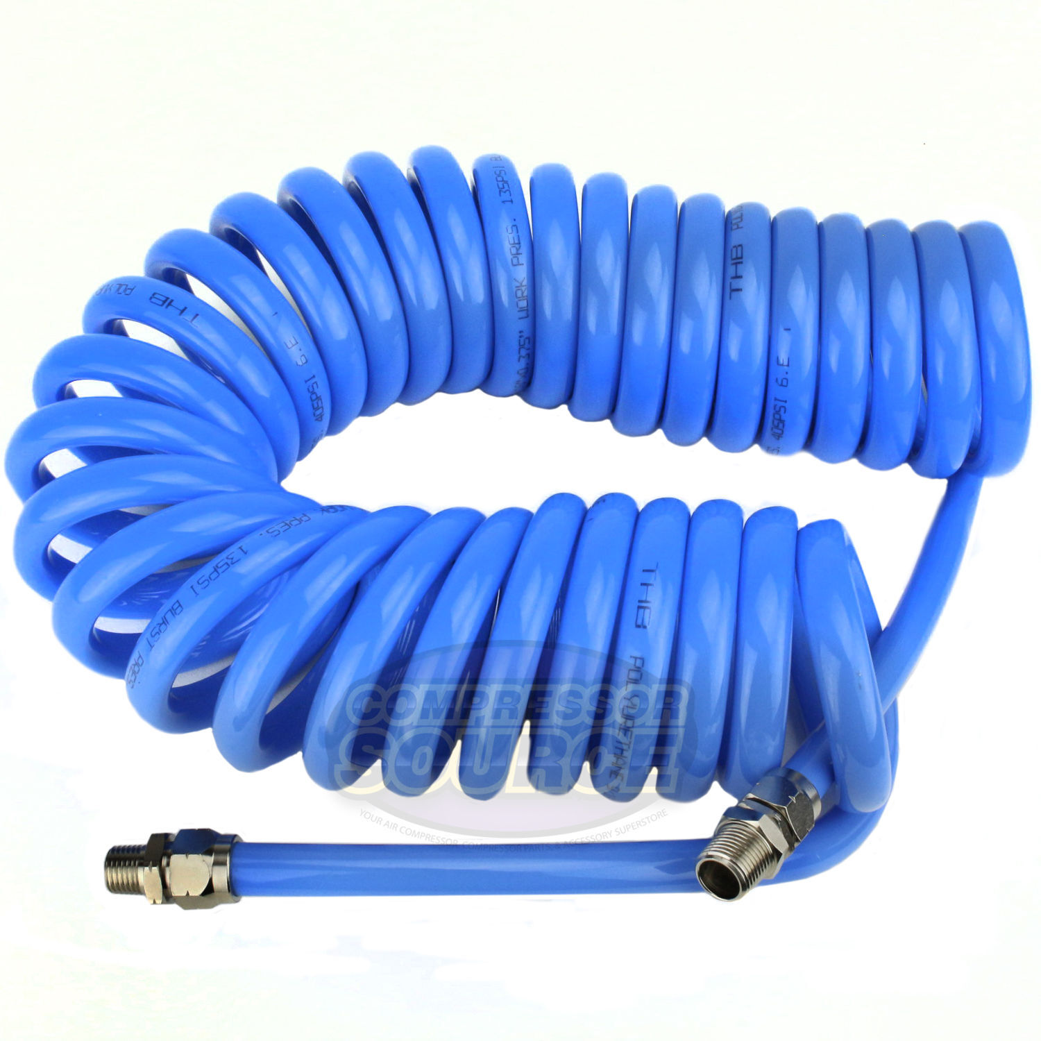 Coiled High Quality 3/8" X 25' Polyurethane Air Compressor Coil Hose ...