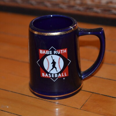 Vintage 1960s Babe Ruth Baseball League Beer Stein, Cobalt Blue w Gold ...