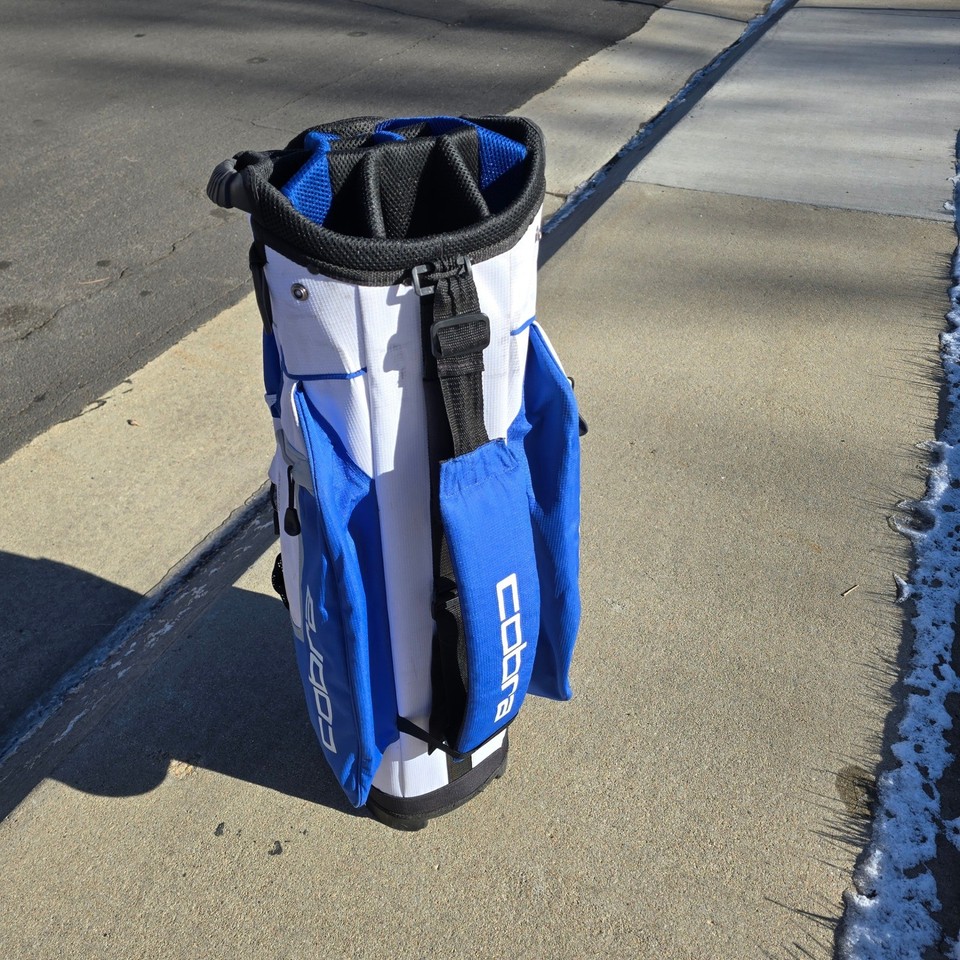 Cobra FLY XL Golf Bag Blue White Black 14 Way Divider Cart Bag with ...