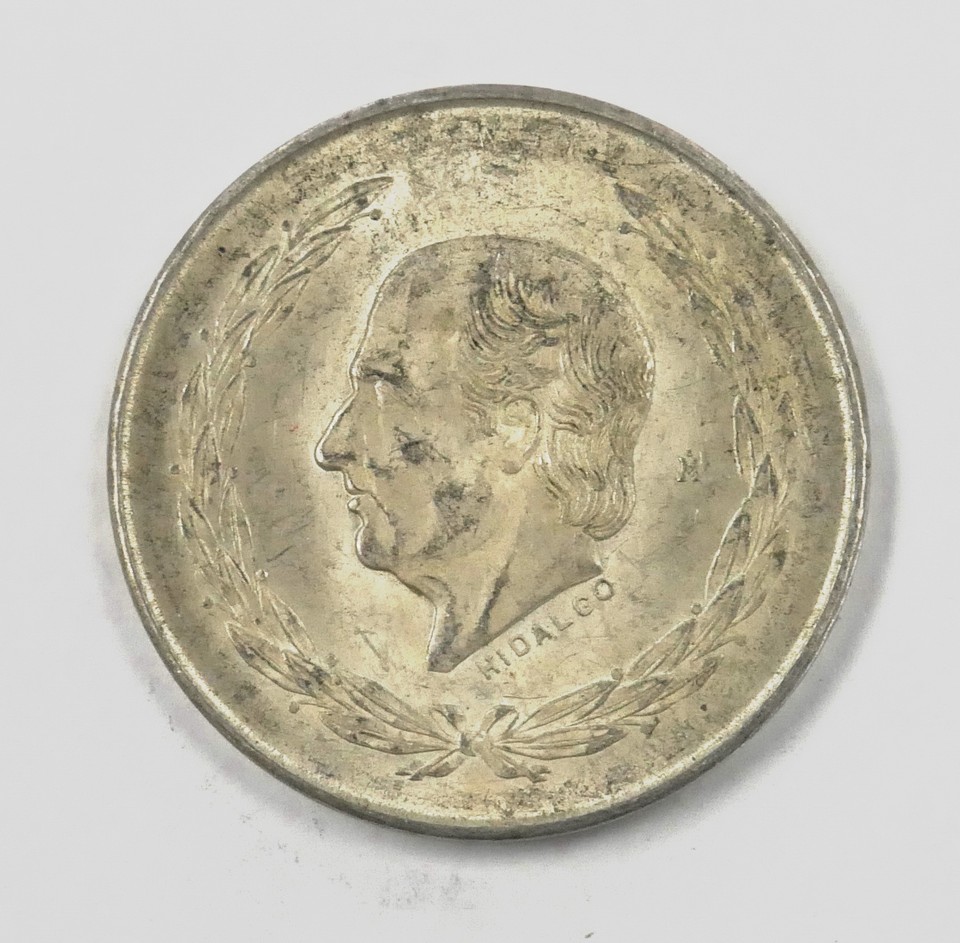 1952 Mexico Hidalgo 5 Cinco Pesos .720 Silver Uncirculated Bullion Coin ...