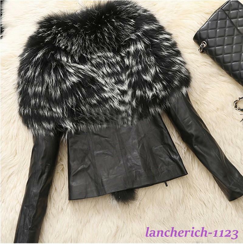 Stripe Women's Faux Leather Fur Jacket Coat Long Sleeve Winter Warm ...