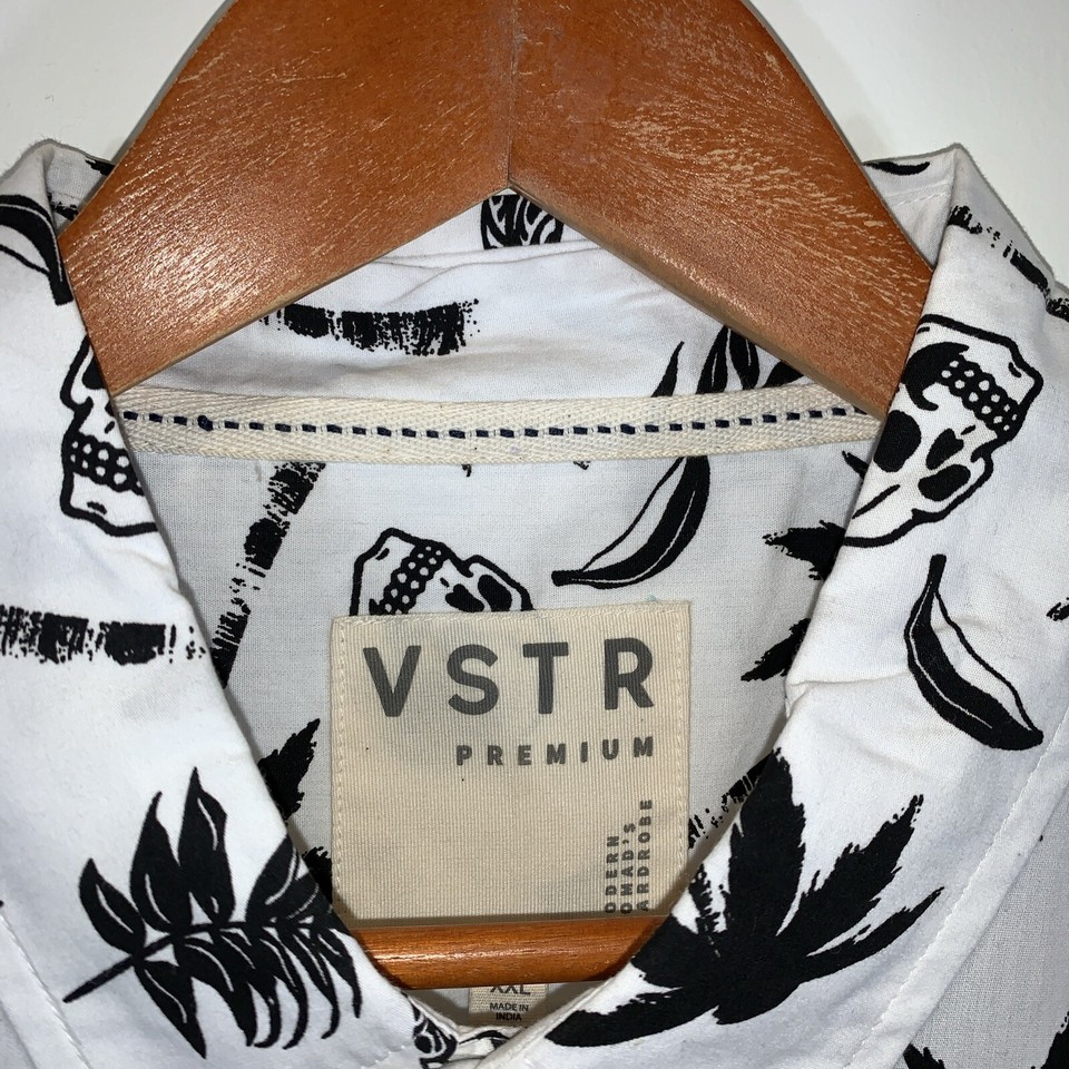 VSTR Premium Shirt Mens XXL White Black Skulls Palm Trees Bananas ...