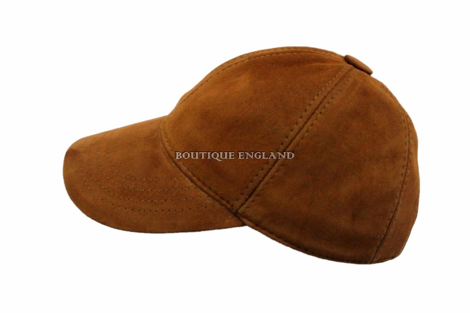 BASEBALL Dark Tan Suede Men's Ladies Real Soft Leather Hip-Hop Cap Hat ...