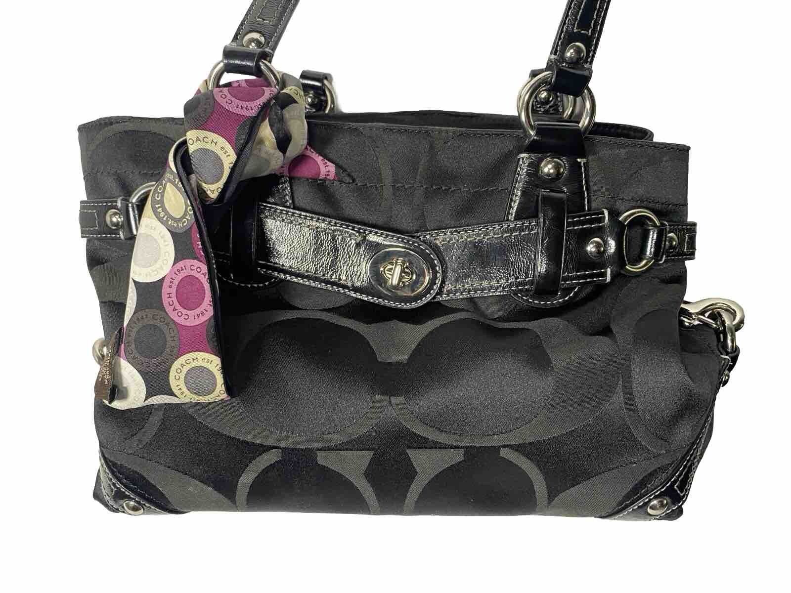 Black Coach Logo Purse Silver Buckle Hand Bag Silver … - Gem