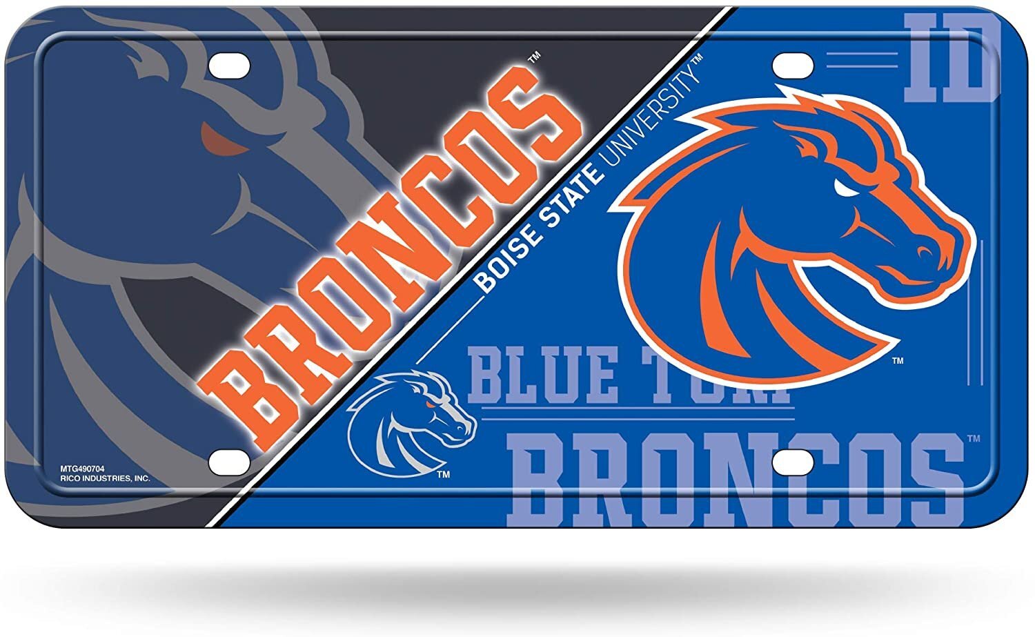 Boise State University Broncos Metal Auto Tag License Plate, Split ...