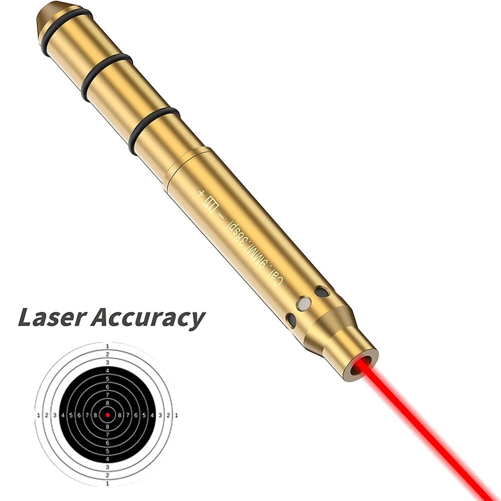 .177/22LR/.223Rem/9mm/.38spl Cal Red Laser Boresighter End Barrel Bore ...