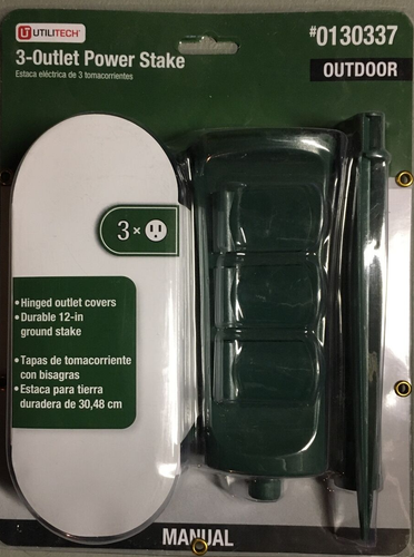 Utilitech 3-Outlet Power Stake Outdoor With Hinged Outlet Covers 12 ...